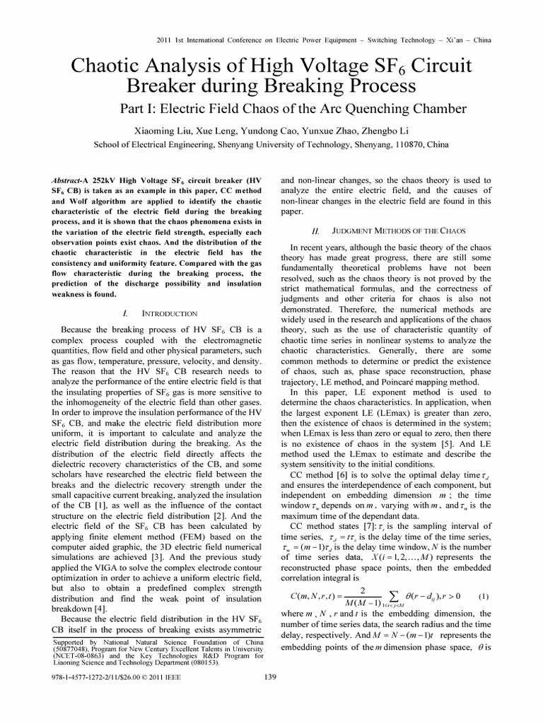 Chaotic Analysis Of High Voltage Sf6 Circuit Breaker Pdf Chaos