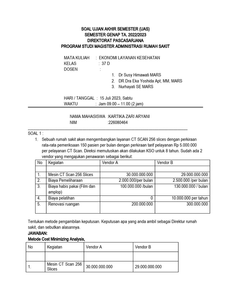 Analisis Biaya Pengadaan CT Scan Rumah Sakit | PDF | Teknologi & Rekayasa