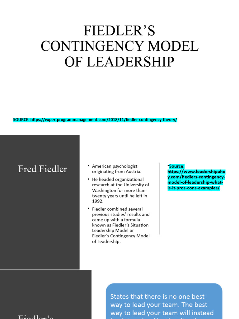 Fiedler - Hershey - Blanchard Theories | PDF | Leadership | Behavioural ...