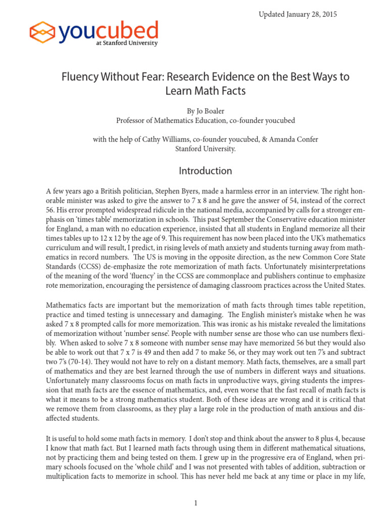 Fluency Without Fear | PDF | Mathematics | Numbers