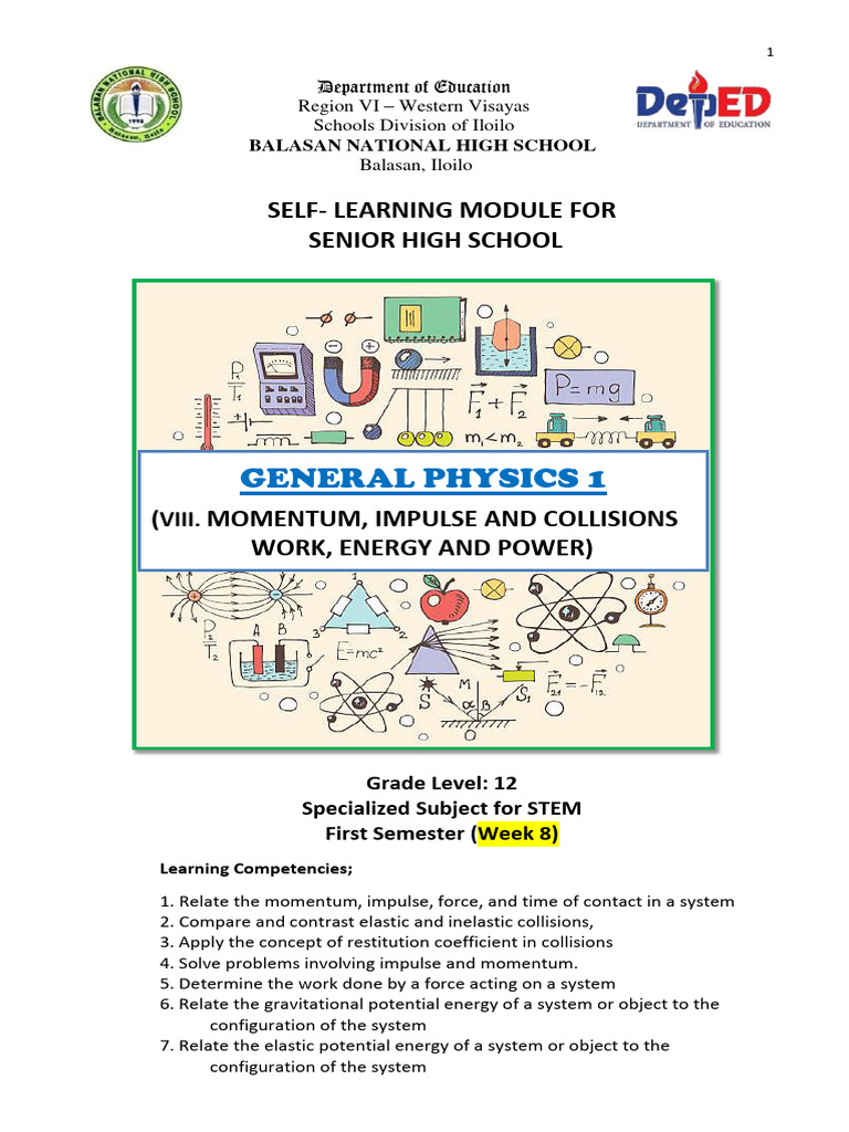 Grade 12 STEM Physics Module | PDF | Collision | Momentum