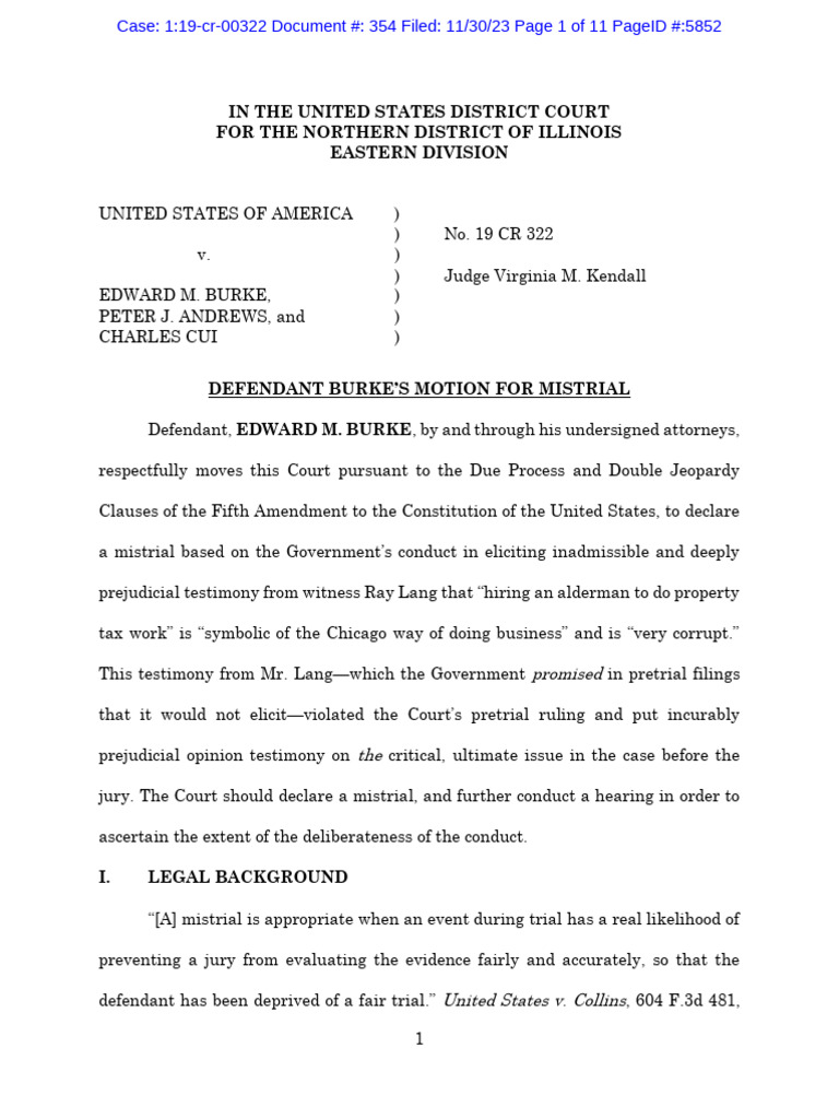 Defense Motion For Mistrial | PDF | Trials | Fifth Amendment To The ...