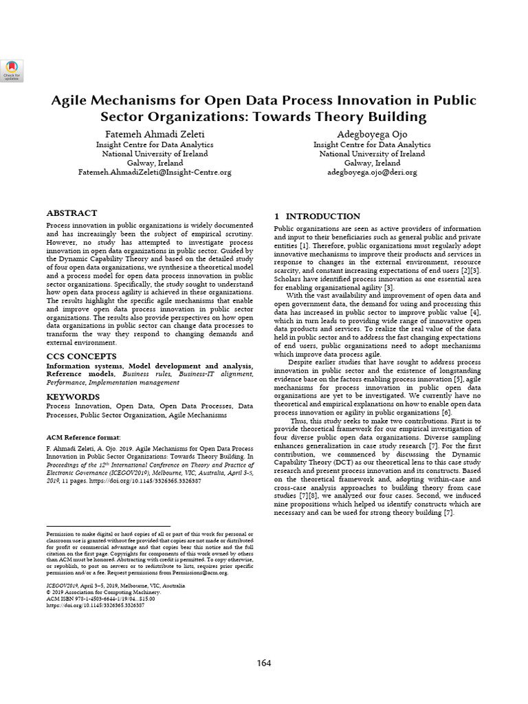 Agile Mechanisms For Open Data Process Innovation in Public Sector Organizations - Towards ...