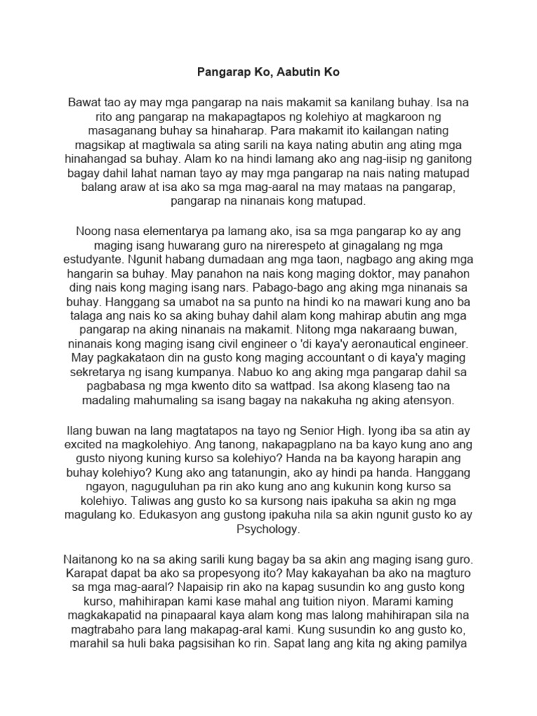 Pangarap Ko Aabutin Ko | PDF