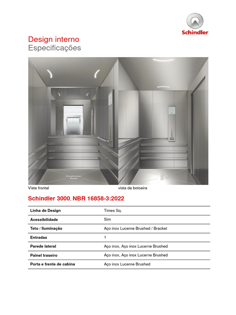 Design Interno do Elevador Schindler 3000 | PDF