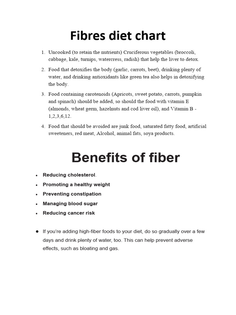 Fibres Diet Chart | PDF | Dietary Fiber | Diet & Nutrition