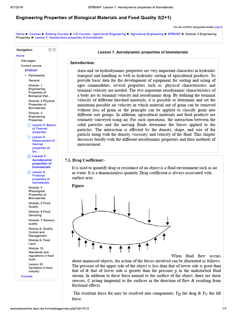 Aerodynamic Properties of Biomaterials | PDF | Drag (Physics) | Fluid ...