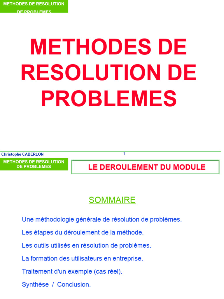 Cours Méthodes de Résolution Des Problèmes | PDF | Méthode scientifique | Définition