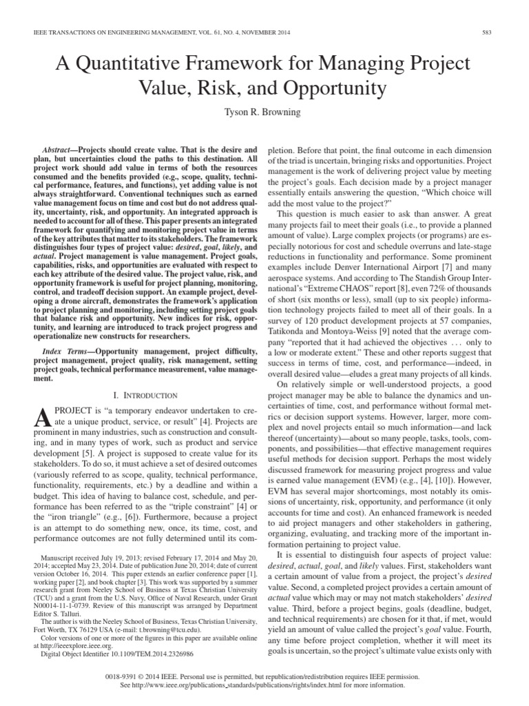 Quantitative Framework for Project Value | PDF | Risk | Uncertainty
