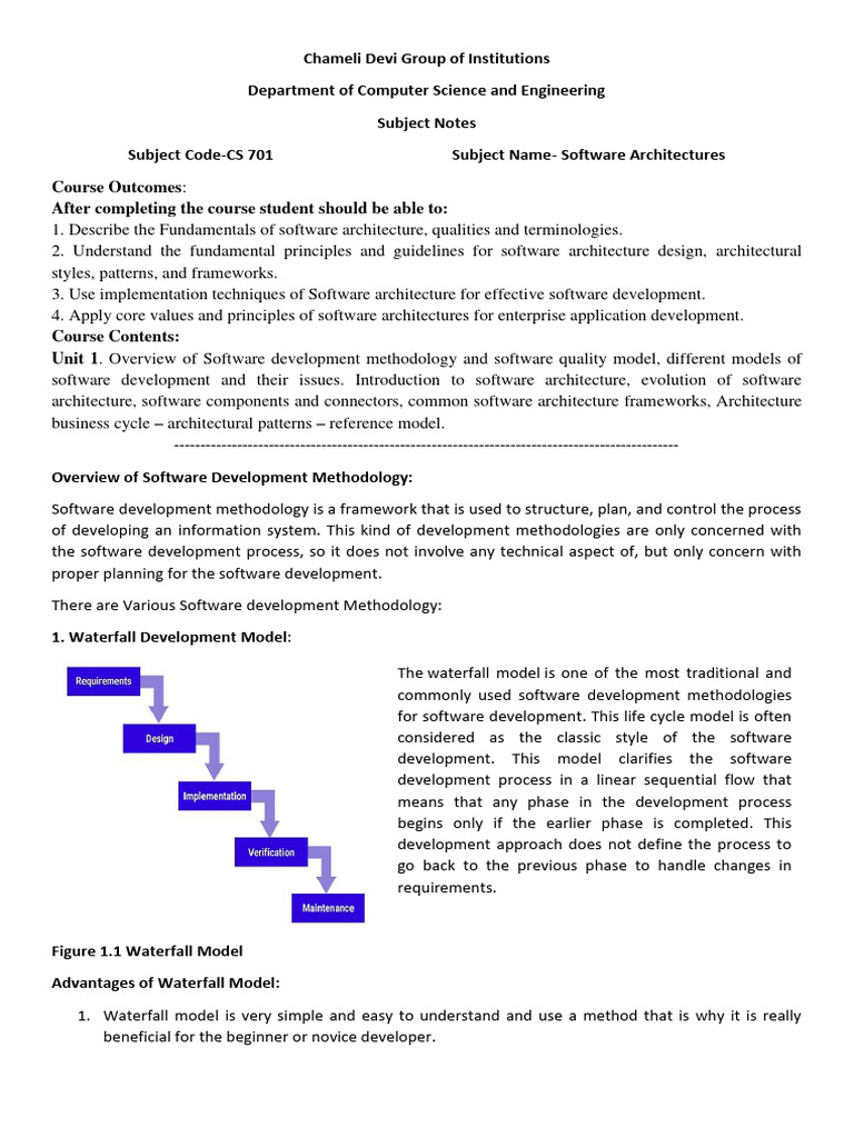 Unit - 1 - Software Architecture | Download Free PDF | Software Development Process | Model–View ...