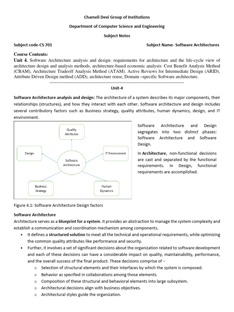 Unit 4 - Software Architecture | PDF | Software Architecture | Component Based Software Engineering