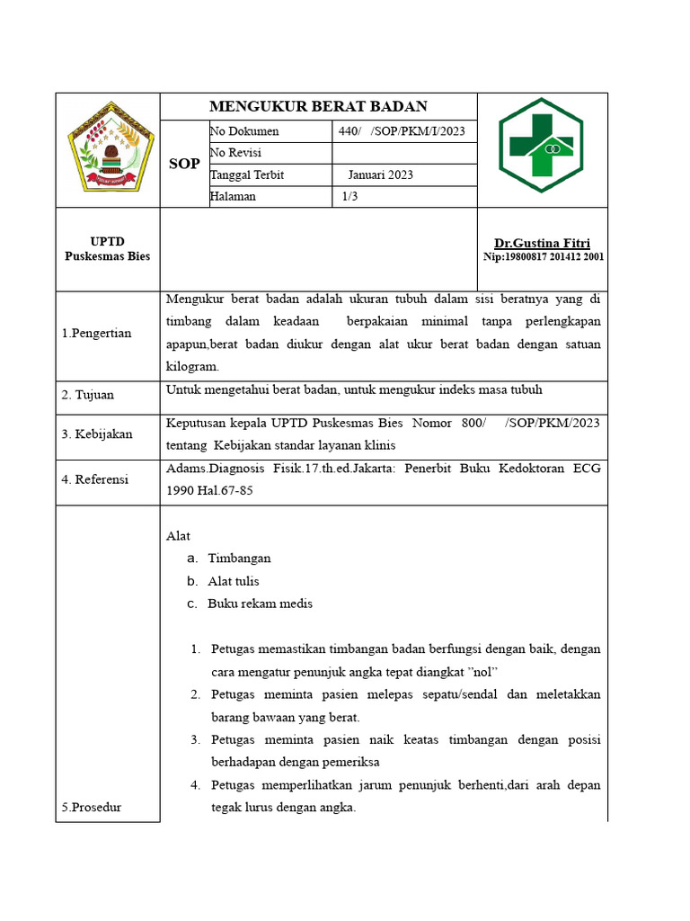 Sop Pemeriksaan BB | PDF
