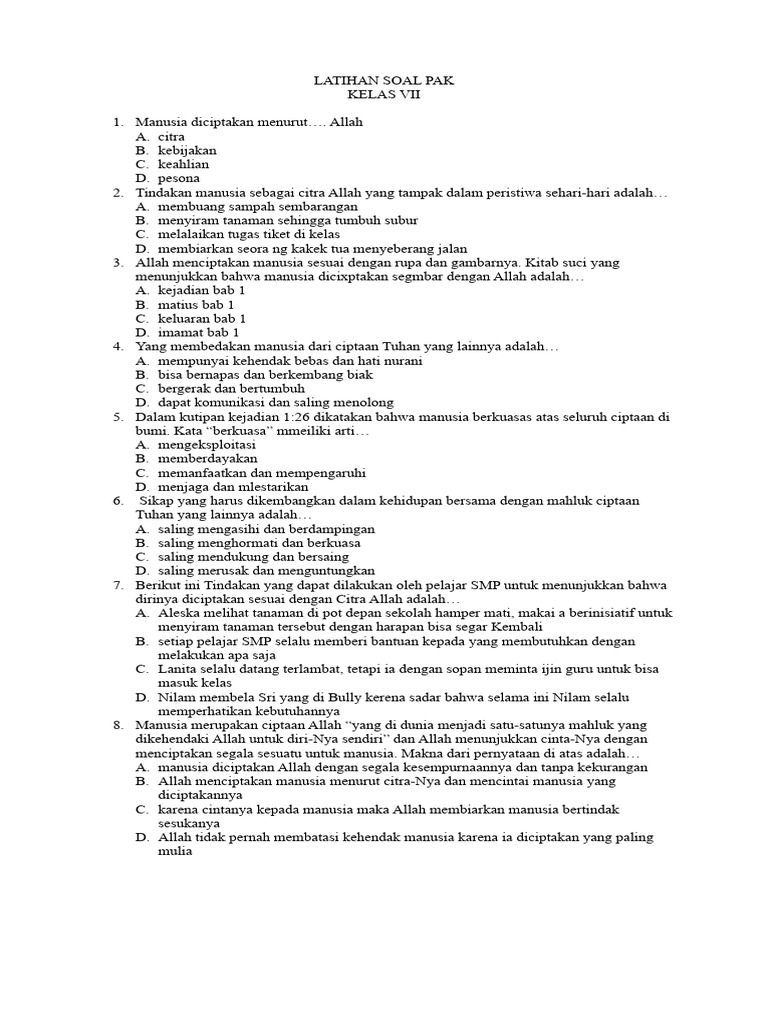 Latihan Soal Pak | PDF