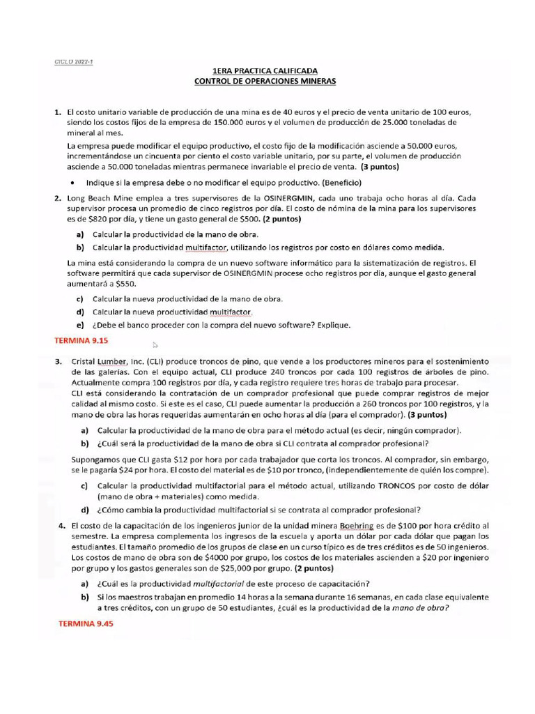 GM 942 - Primera Práctica - 2022-I | PDF