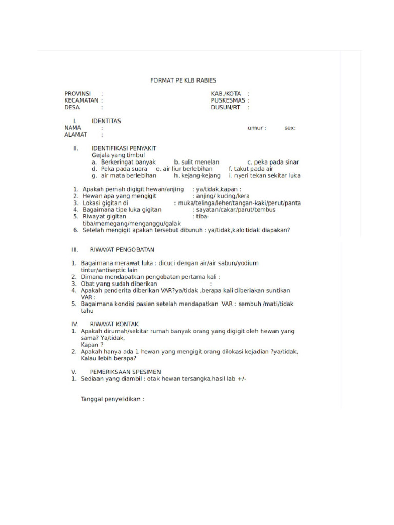 Format Pe Rabies | PDF