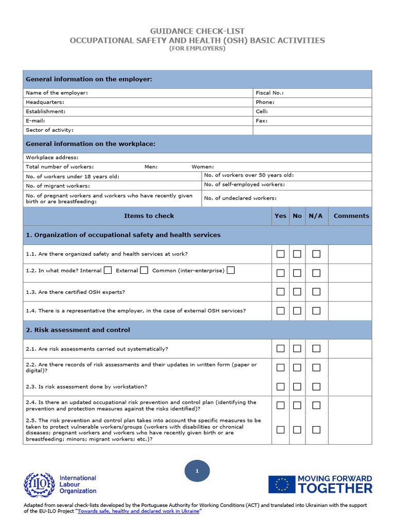 OSH Guidance Checklist for Employers | PDF | Occupational Safety And ...