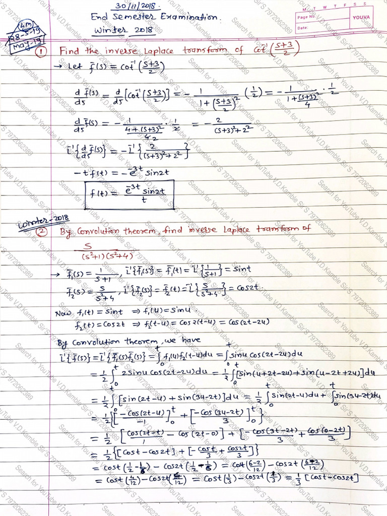 2 Inverse Laplace Transform Previous Year Questions With Solutio | PDF