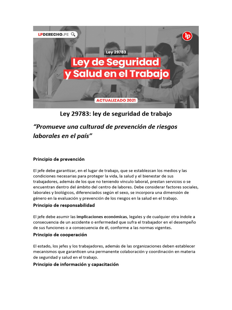 Ley de Seguridad 29783 - Jesusandres Arias | PDF | Derecho laboral | Valores