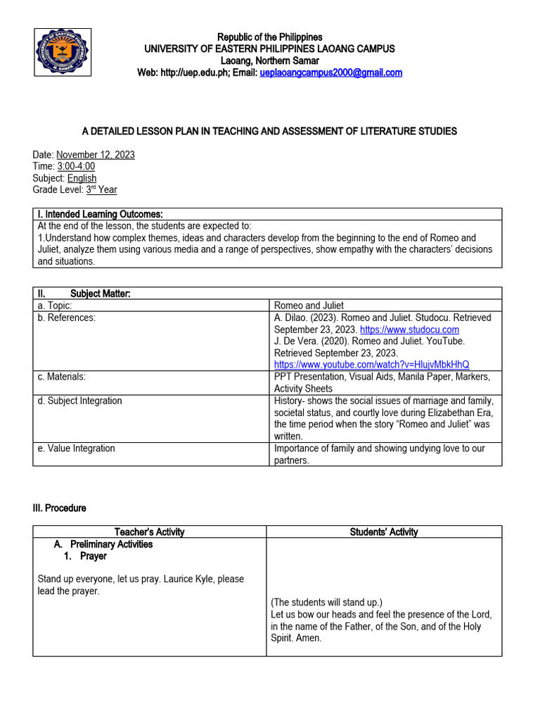 Hazel-Lp For Demo | PDF | Characters In Romeo And Juliet | Romeo And Juliet