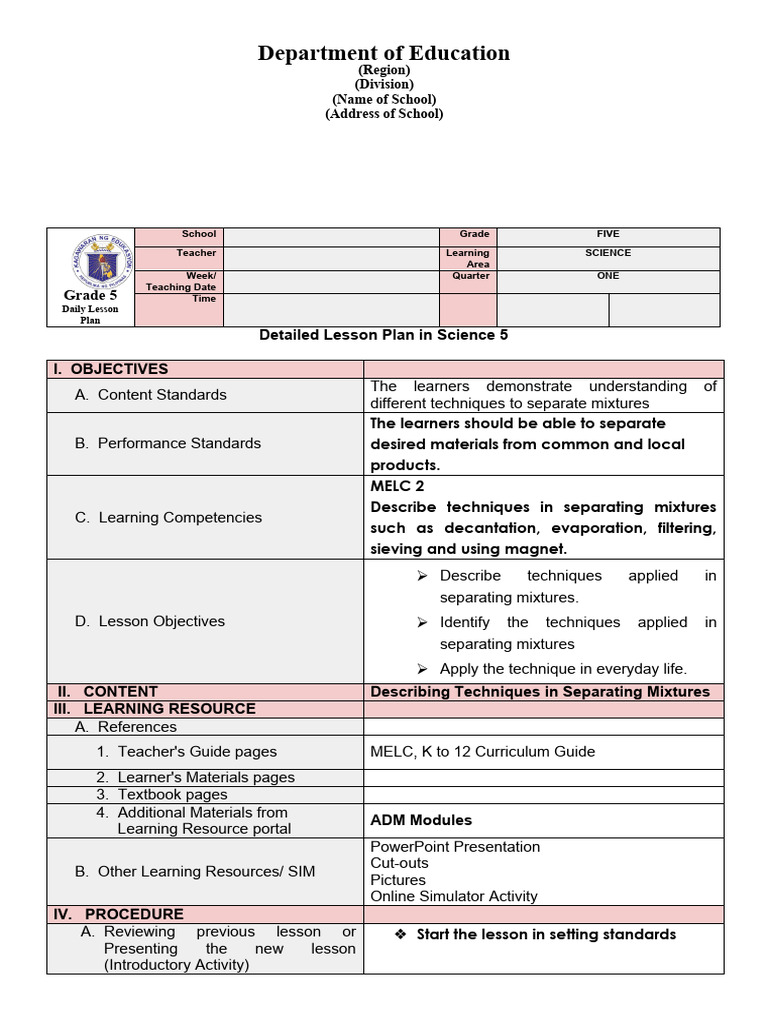 Cot Science 6 Q1 | PDF | Filtration | Mixture