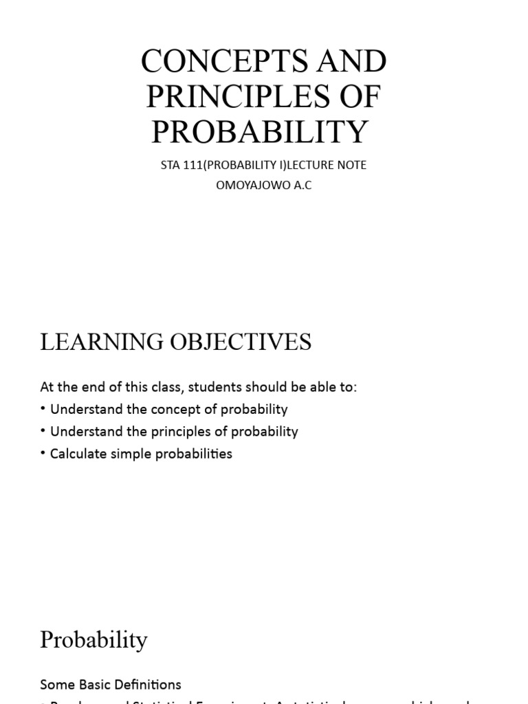 Sta 111 Concepts and Principles of Probability | PDF | Probability ...
