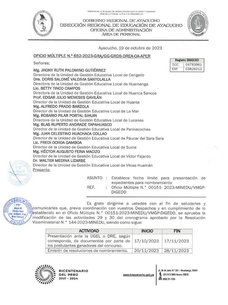 O.M. N.° 652-2023 | PDF