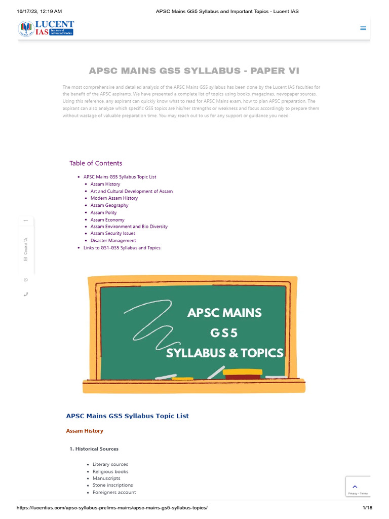 APSC Mains GS5 Syllabus Overview | PDF