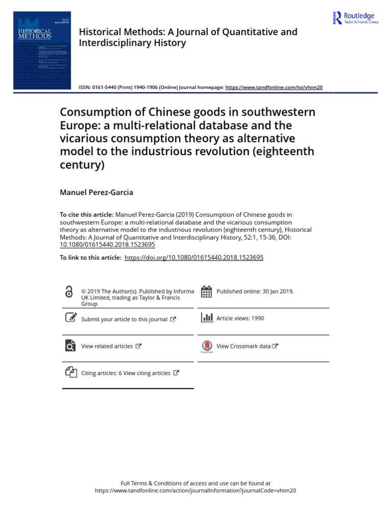Consumption of Chinese Goods in Southwestern Europe A Multi Relational ... Consumption of Chinese Goods in Southwestern Europe A Multi Relational ...