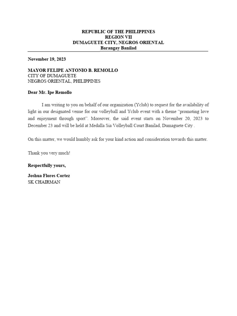 Request Letter For Mayor | PDF