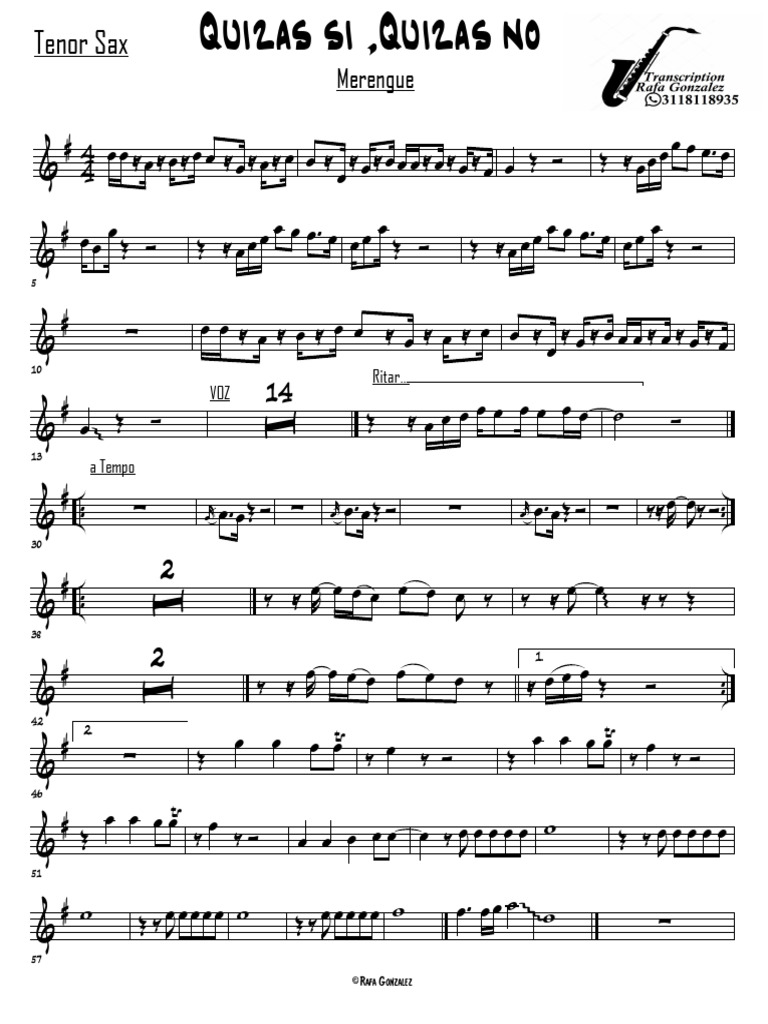 Quizas Si Quizas No Sax TENOR | PDF | Saxophone | Woodwind Instruments Quizas Si Quizas No Sax TENOR | PDF | Saxophone | Woodwind Instruments
