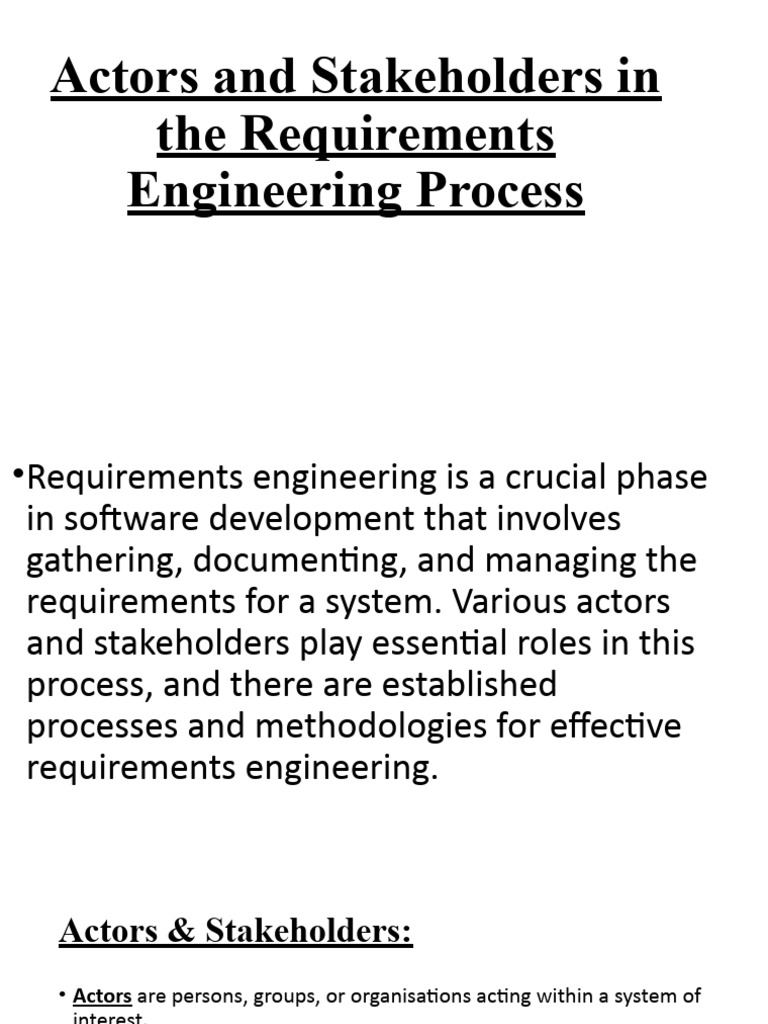 Actors and Stakeholders in Requirements Engineering | PDF | Systems ...