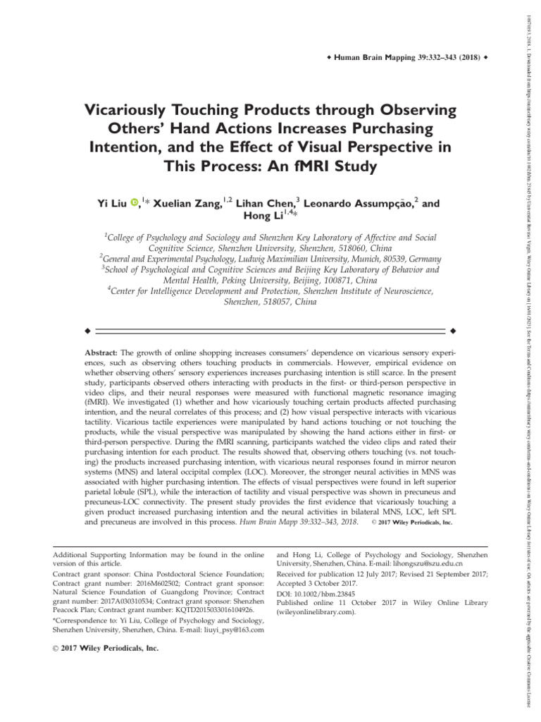 Vicariously Touching Products Through Observing Others' Hand Actions ...