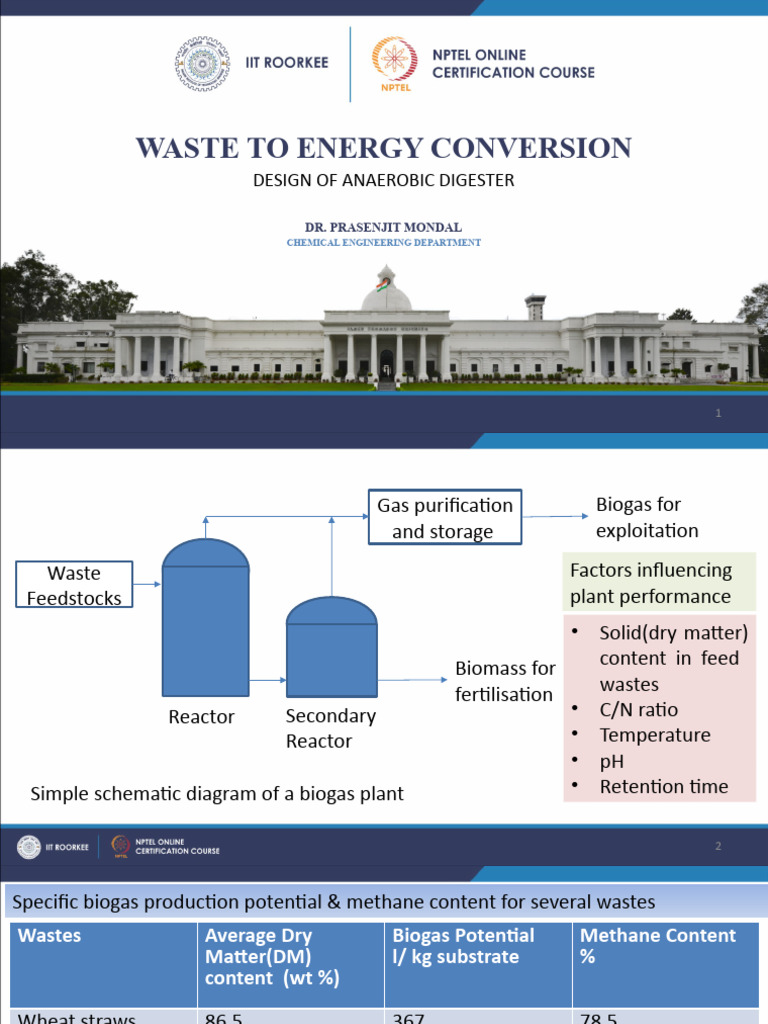 Lecture 26 - Design of Anaerobic Digester | PDF | Biogas | Anaerobic Digestion