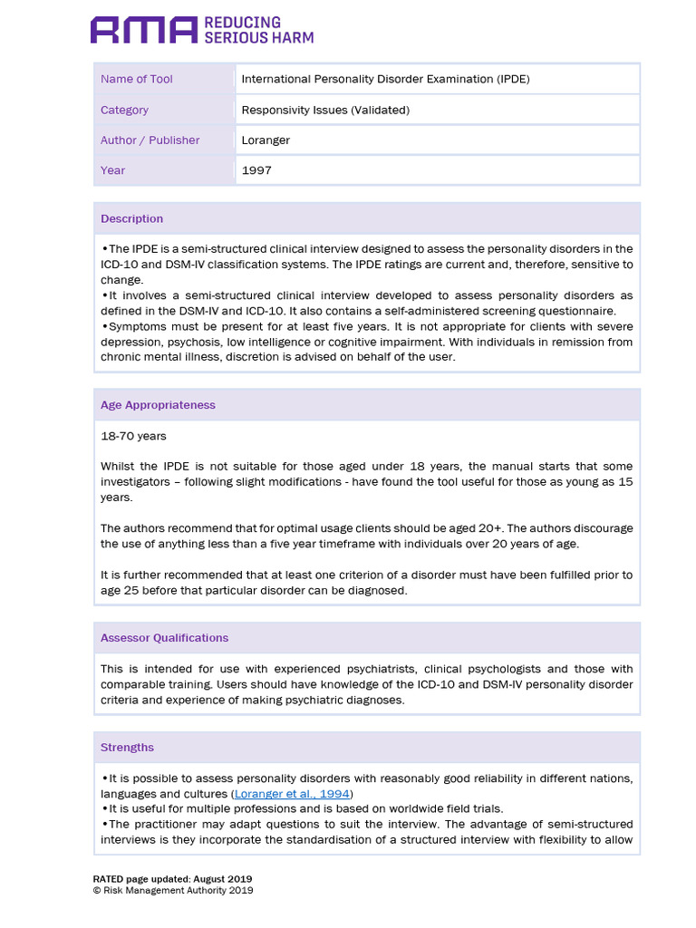 IPDE Guide for Mental Health Experts | PDF | Mental Disorder ...