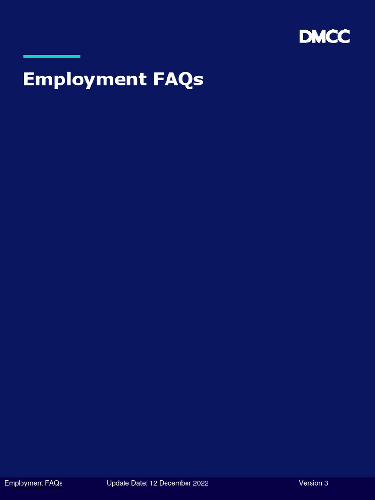 DMCC Employment FAQs-V3 | PDF | Employment | Sick Leave