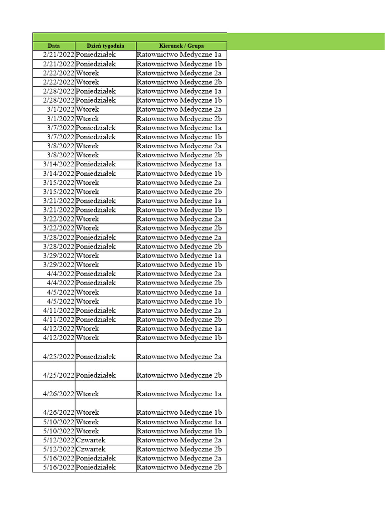 Plan Zaj?? Anatomia Semestr Letni | PDF