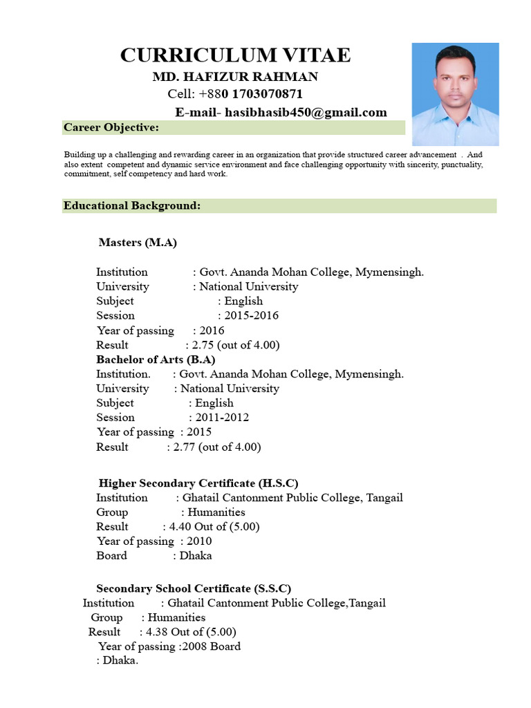 Resume of Hasib Vaiya | PDF