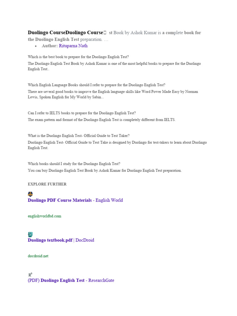 Duolingo CourseDuolingo Course | PDF