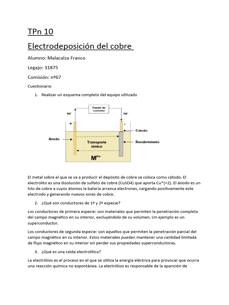 Electrodeposición Del Cobre | PDF | Cobre | Corriente eléctrica
