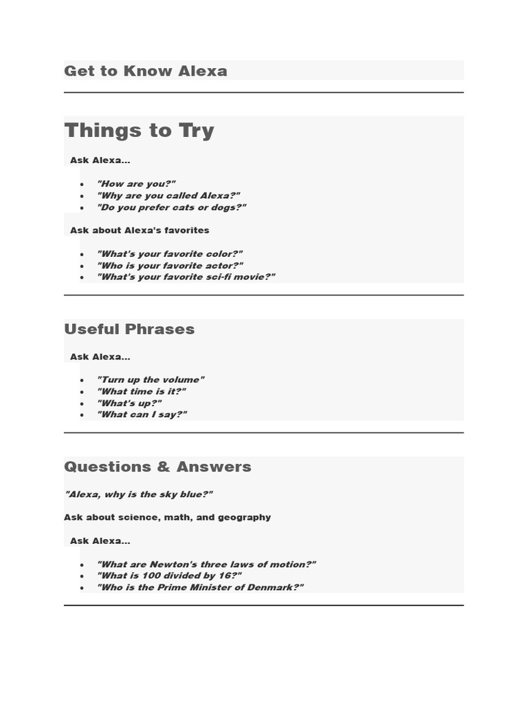 Get To Know Alexa | PDF