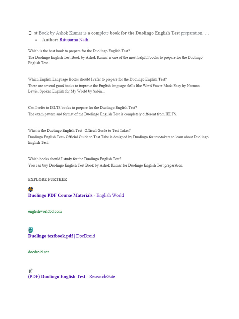Duolingo English Test Preparation Guide | PDF