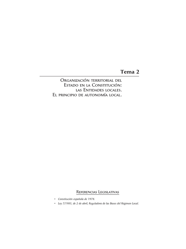 Tema 02 - (Organización Territorial Estado y Entidades Locales) | PDF ...