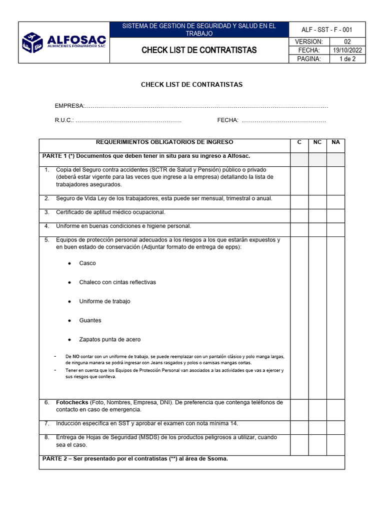 Requisitos de Seguridad para Contratistas | PDF | Negocios | Finanzas y dinero