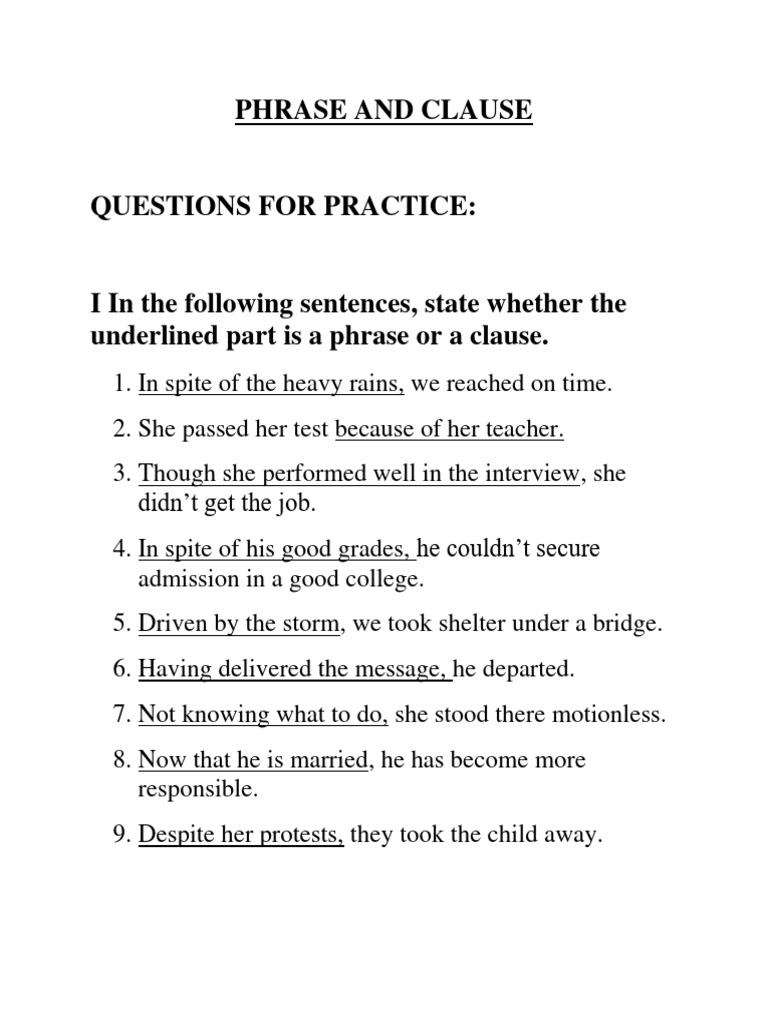PHRASE and Clause | PDF | Clause | Phrase PHRASE and Clause | PDF | Clause | Phrase