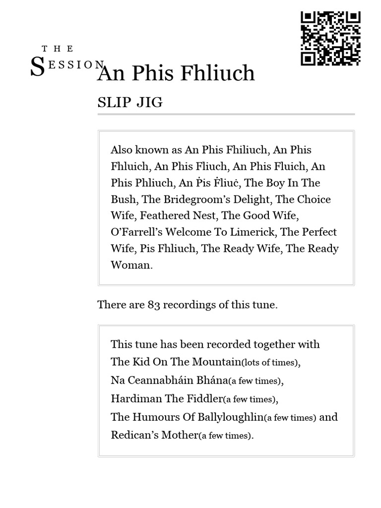 PR An Phis Fhliuch (Slip Jig) On The Session | PDF