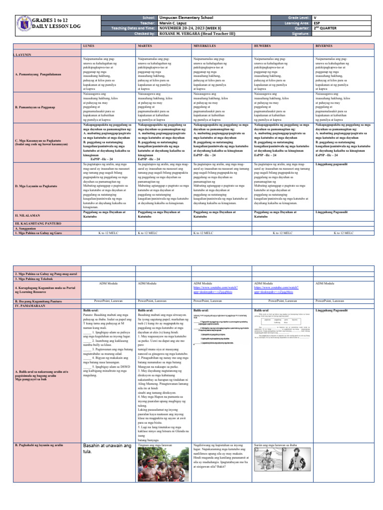DLL Week 4 Esp | PDF