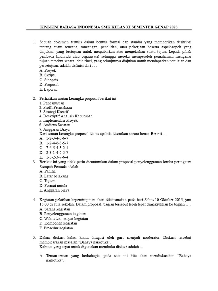 SOAL Kisi-Kisi PAS BAHASA INDONESIA XI GENAP 2023 FIX | PDF | Seni