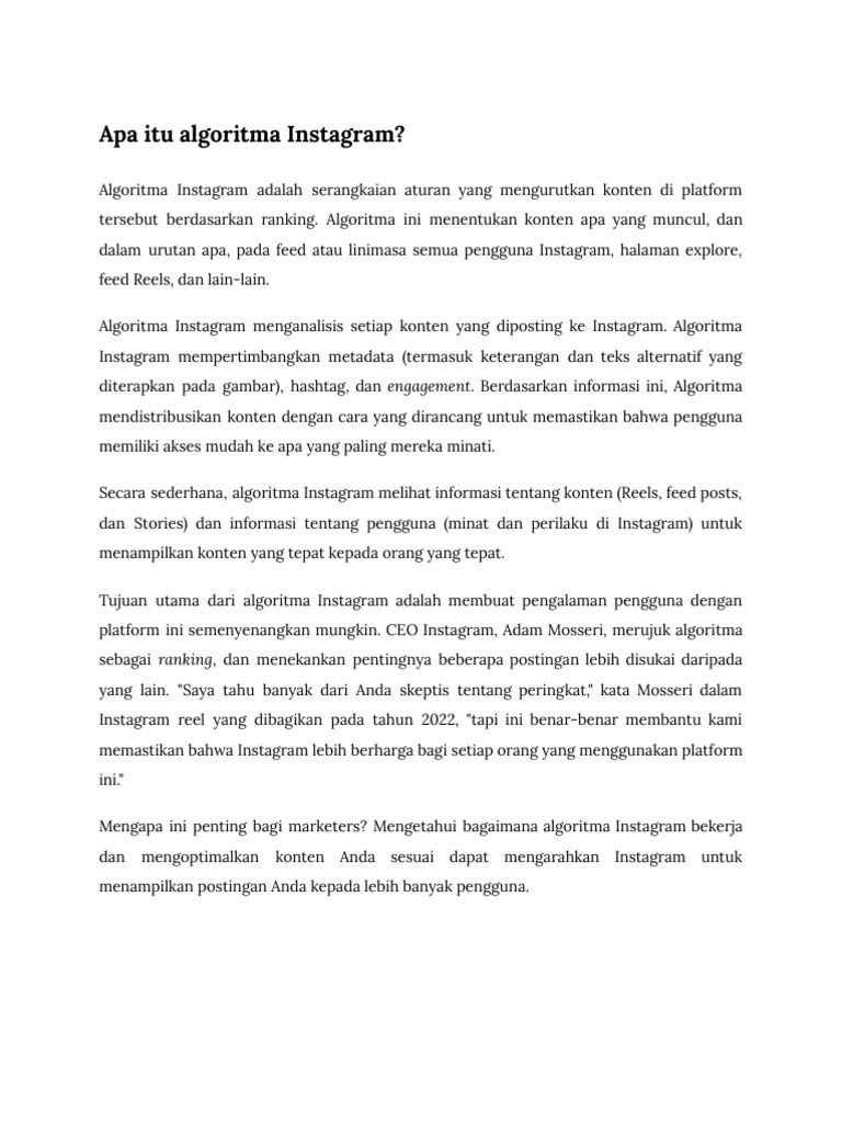 Mengenal Algoritma Instagram | PDF