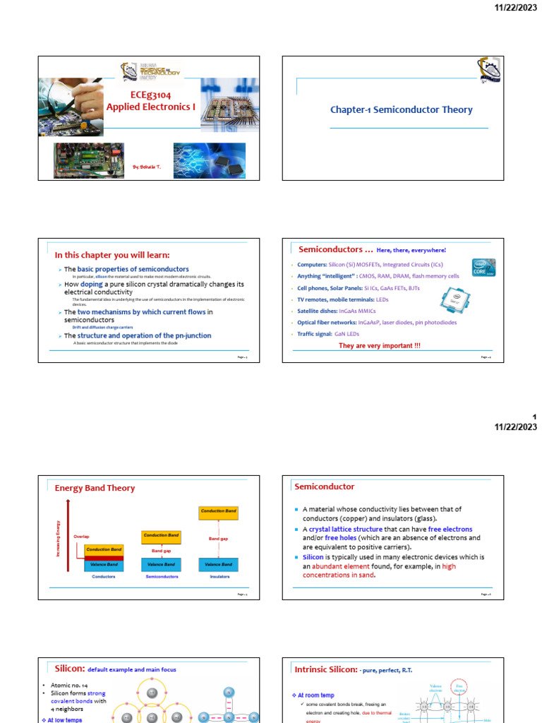1.PPT - Chapter 1 Semiconductor Theory | PDF | P–N Junction ...