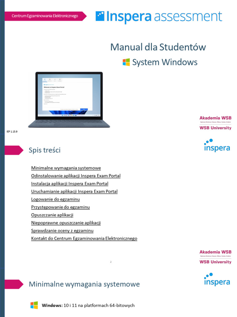 Manual Inspera Windows PL 3 | PDF